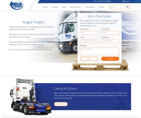 Marketing potential, website and branding for Anglia Freight